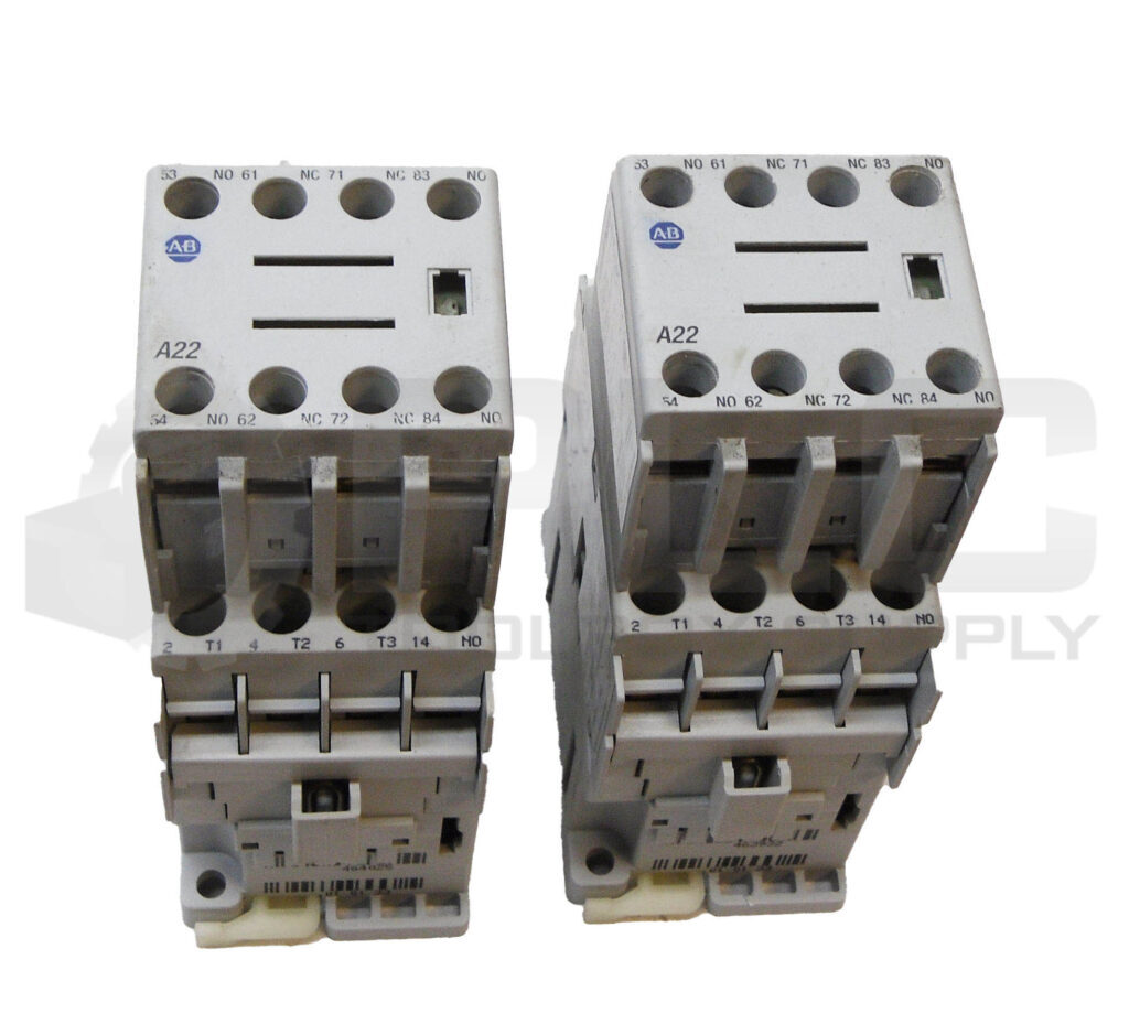 LOT OF 2 ALLEN BRADLEY 100-C09*10 /A CONTACTOR W/ 100-F /A CONTACT ...