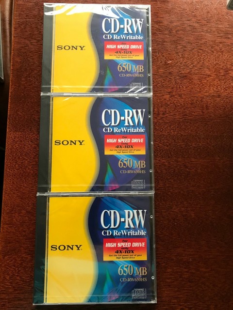 Sony CD-RW Rewritable 650 MB 3 NEW disks sealed for High-Speed Drive 4X ...