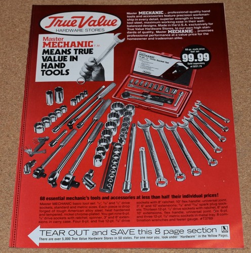 1978 Print Ad True Value Hardware Stores Master Mechanic Tools Tool ...