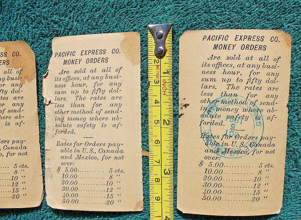 3x Pacific Express Company Money Orders 1891 Remitter Receipts Series A ...