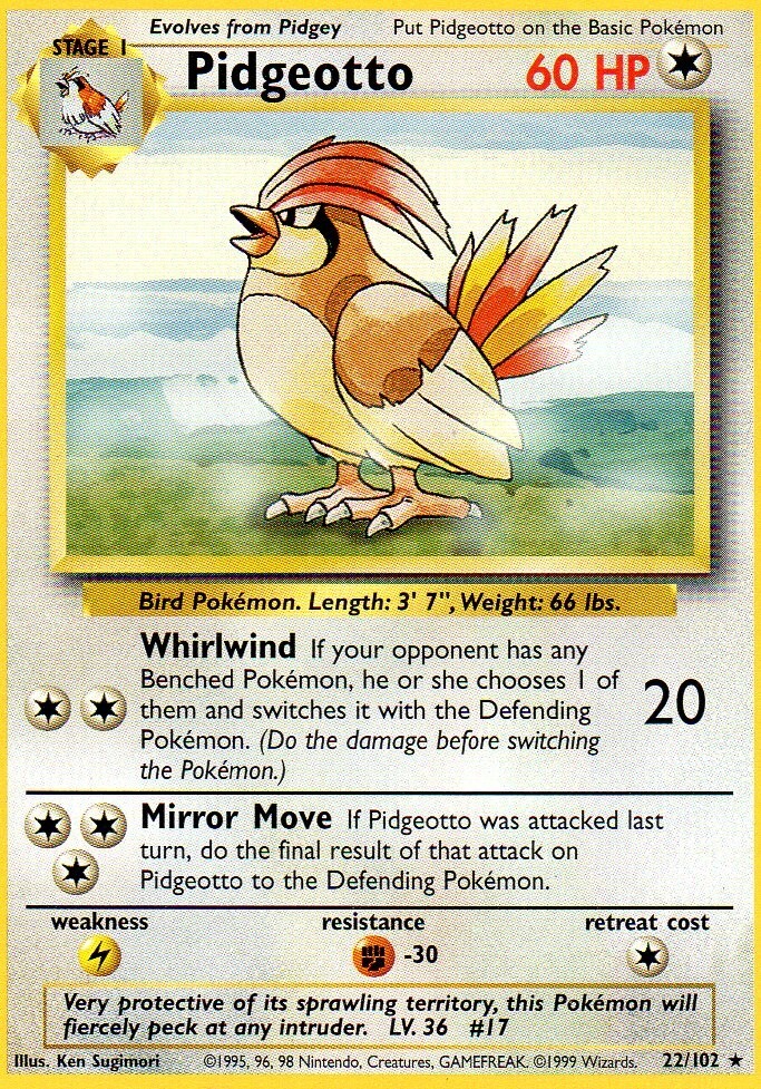 Pokémon Pidgeotto Card 28/130 Base Set 2 | eBay