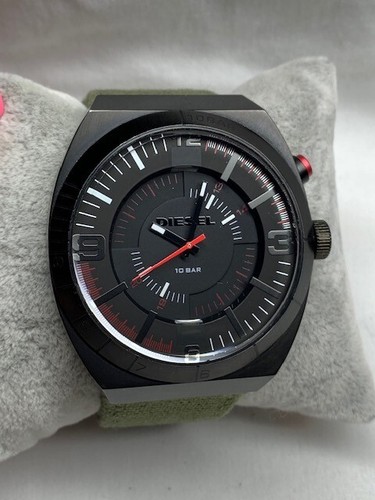 Men's DEISEL DZ-1412 10BAR Red Indiglo Quartz Black Tone Watch New ...