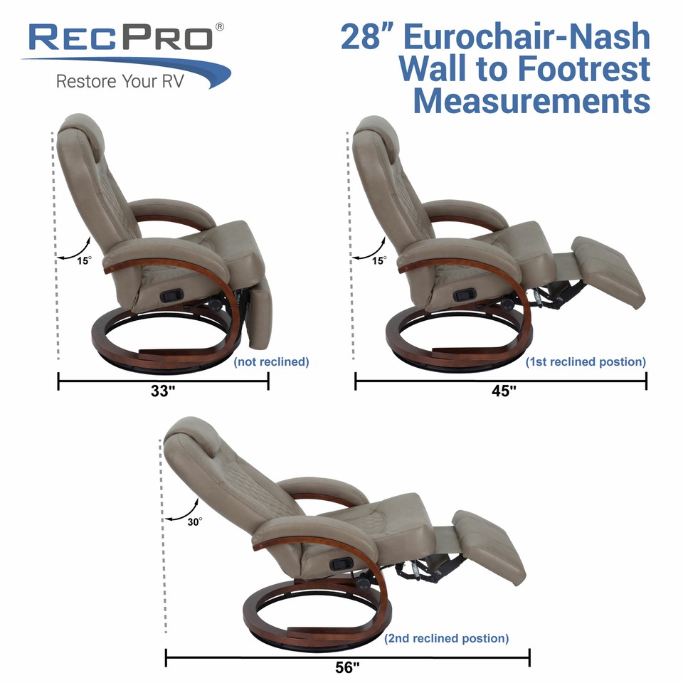 RecPro Nash 28" RV Euro Chair Recliner Swivel Base Ergonomic RV ...