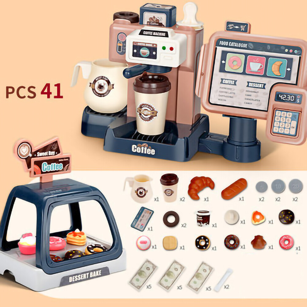 Plastic Coffee Machine Toy with Running Water Light Sound (A Dark Blue ...