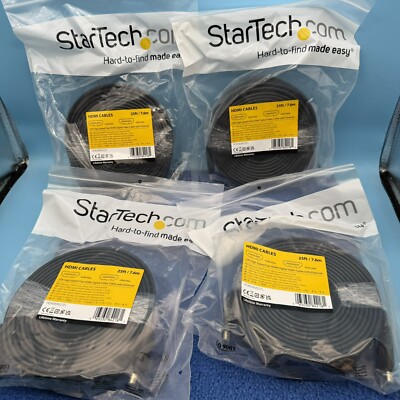 4x StarTech.com 25 ft Flat High Speed HDMI Cable with Ethernet - HDMI ...