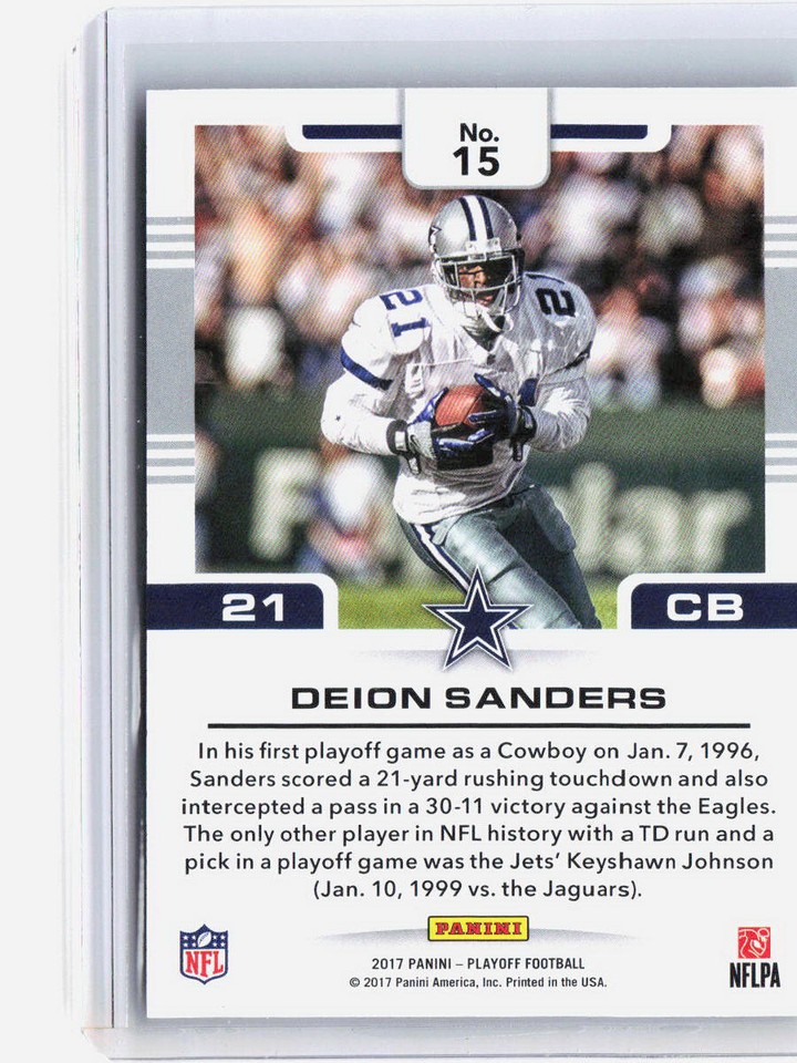 2017 Panini Playoff #15 Deion Sanders Gridiron Force Kickoff #'d /199 ...