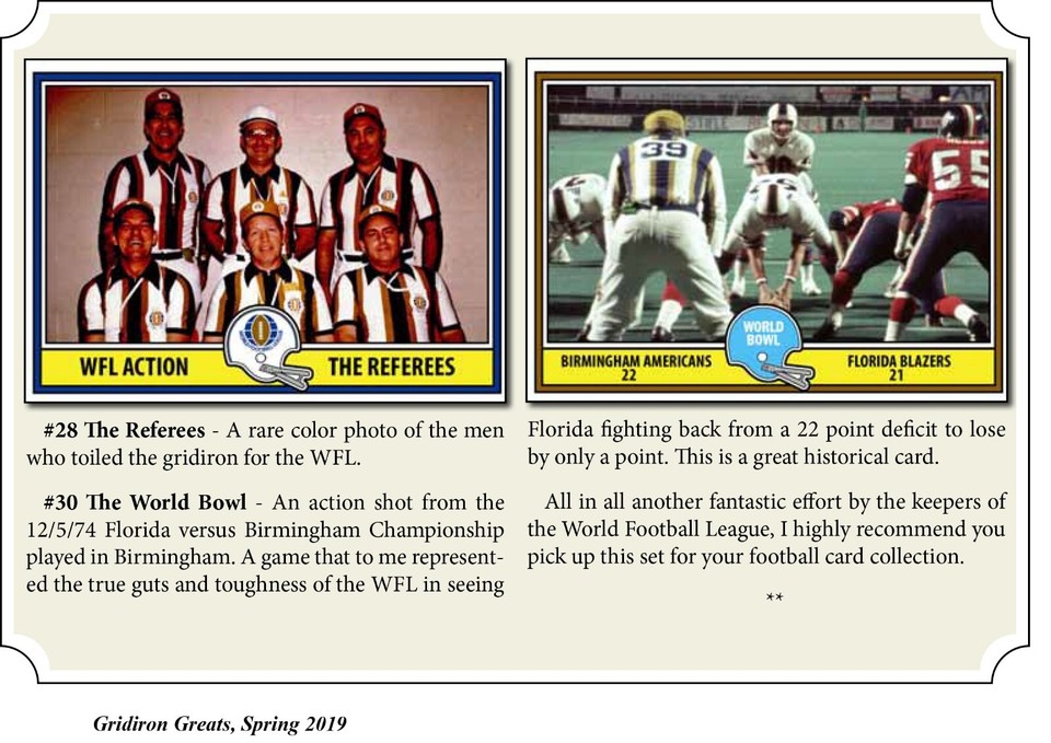 World football League WFL Football Card Action Card Set USFL XFL UFL ...