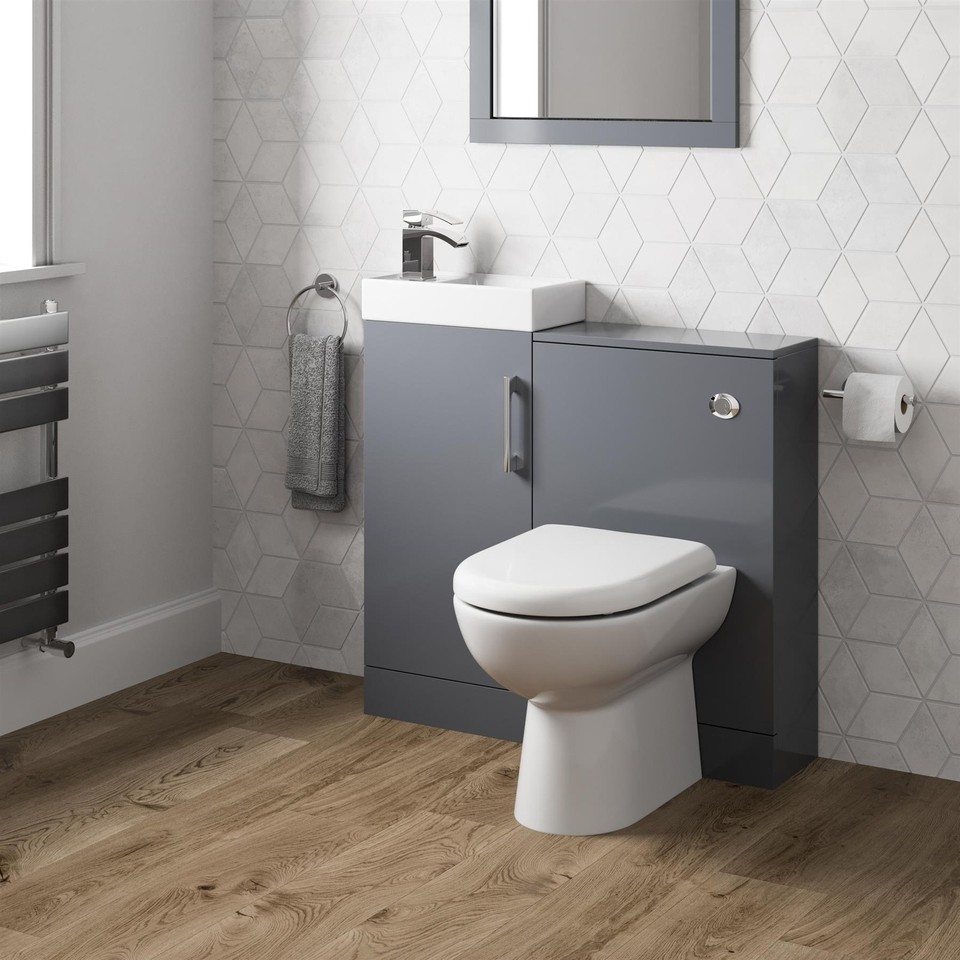 Bathroom Basin Sink Vanity Toilet Concealed Cistern Unit White Grey ...