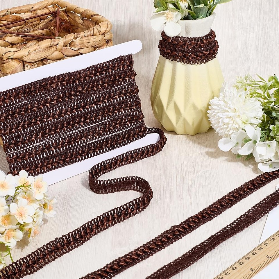 5 Yards Coconut Brown Braid Gimp Trim Triangle Pattern Woven Lace ...
