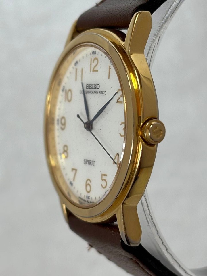 Beauty SEIKO Spirit Quartz 5S21 6000 Sweep Seconds Dial White Working ...