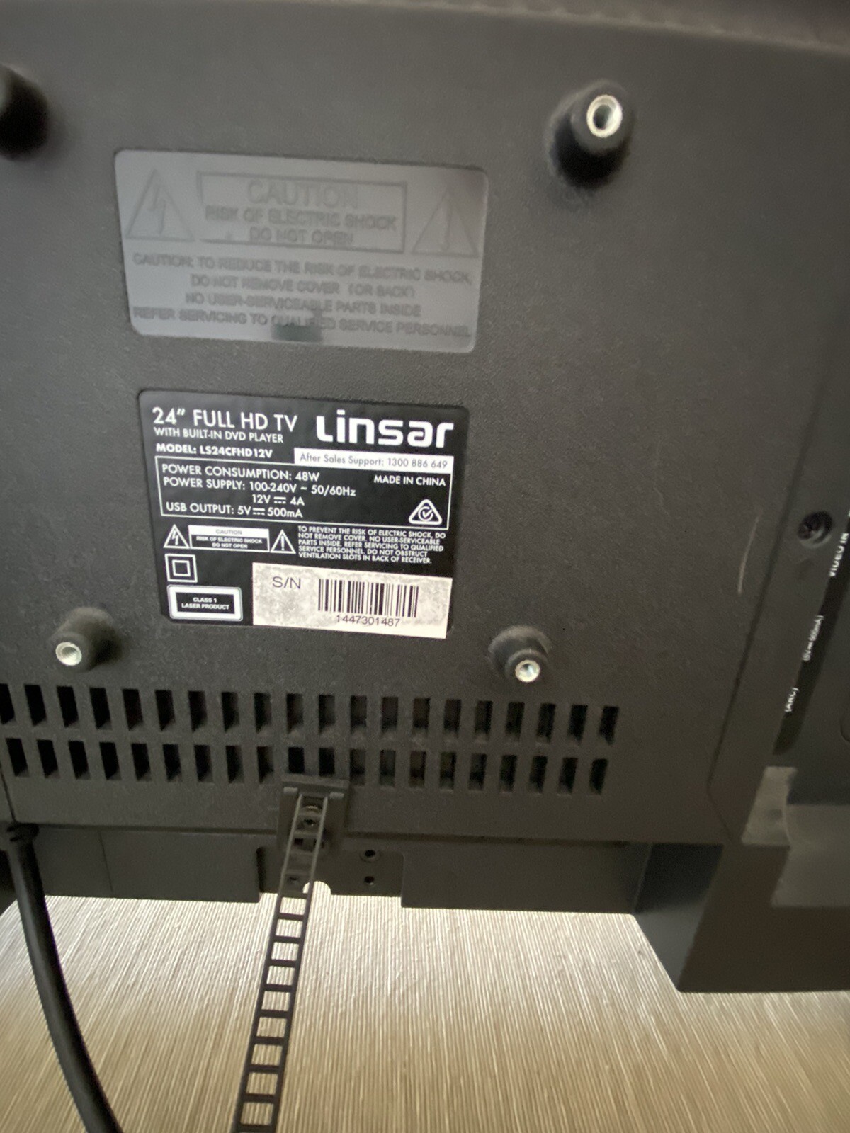 Linsar LS24C12V 24in 1080p Full HD TV DVD Combo - Black. AS NEW ...