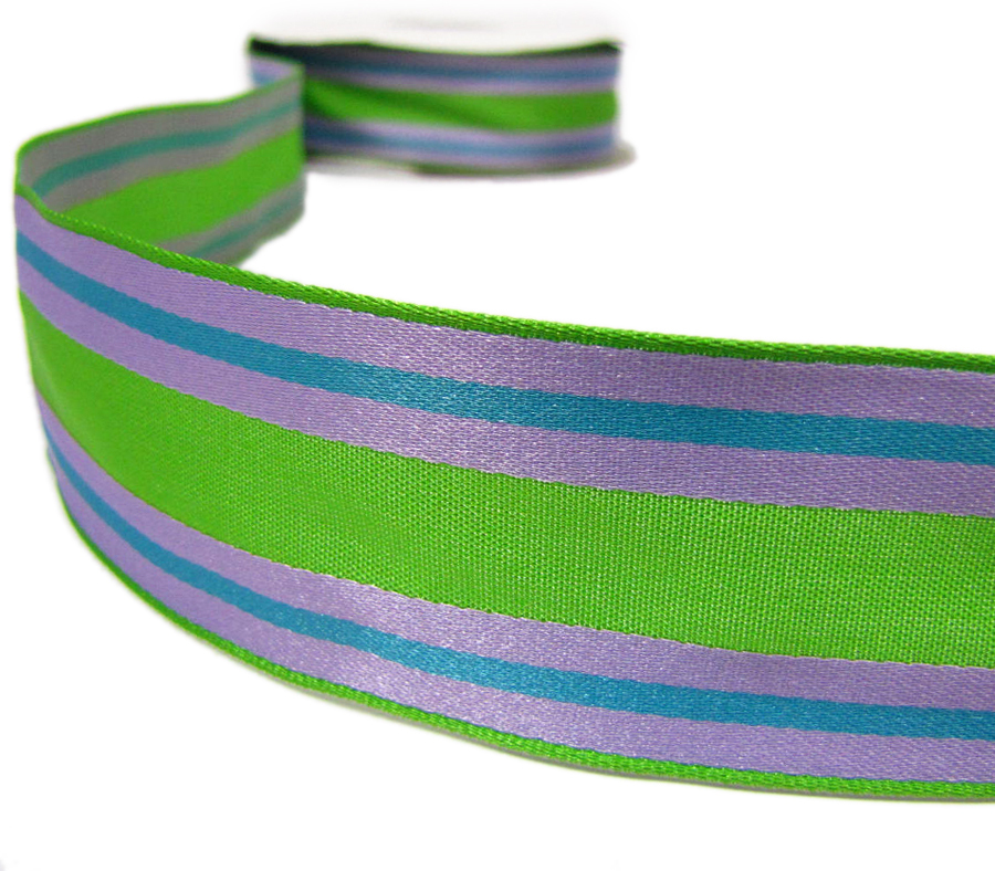 5 Yards Cambridge Striped Wired Ribbon 1 1/2"W Green Purple Stripes | eBay
