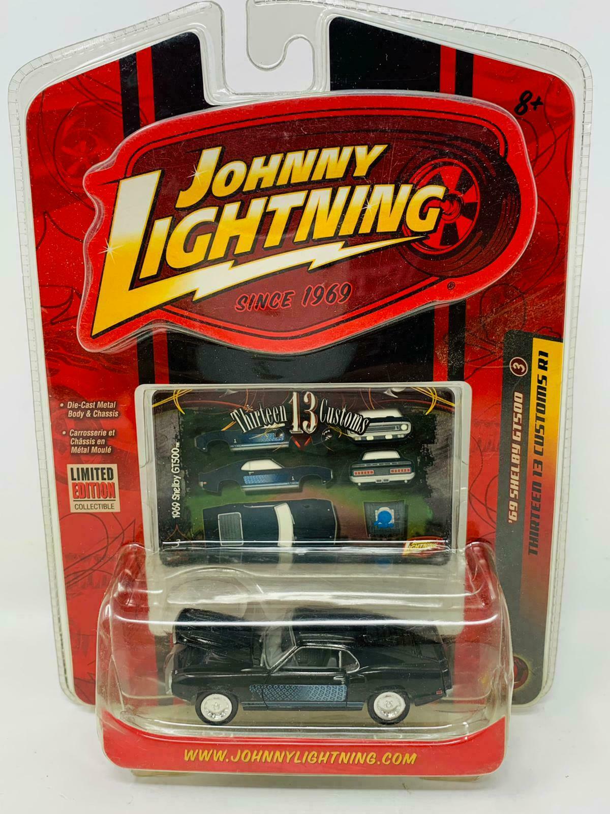 SHELBY GT500 1969 BLACK & BLUE '69 1/64 JOHNNY LIGHTNING THIRTEEN 13 ...