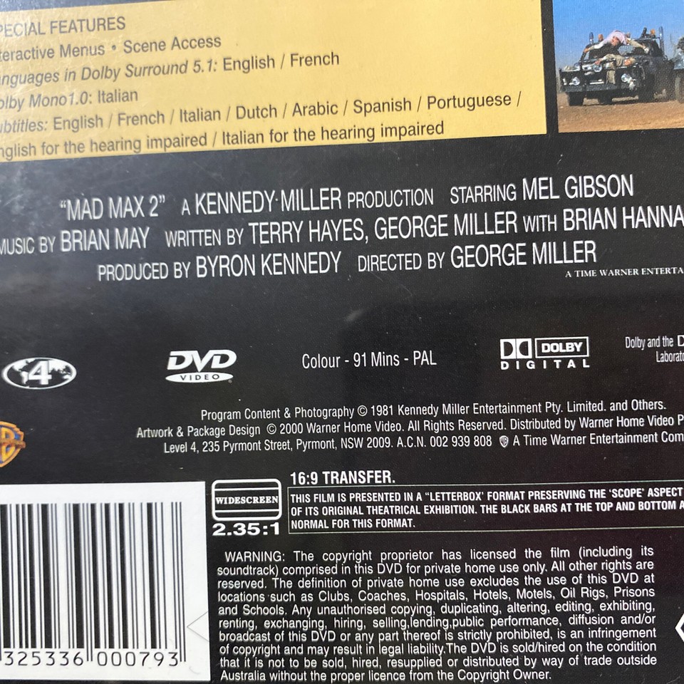 Mad Max 2 (DVD, 1982) Region 4 VGC Mel Gibson Bruce Spence | eBay
