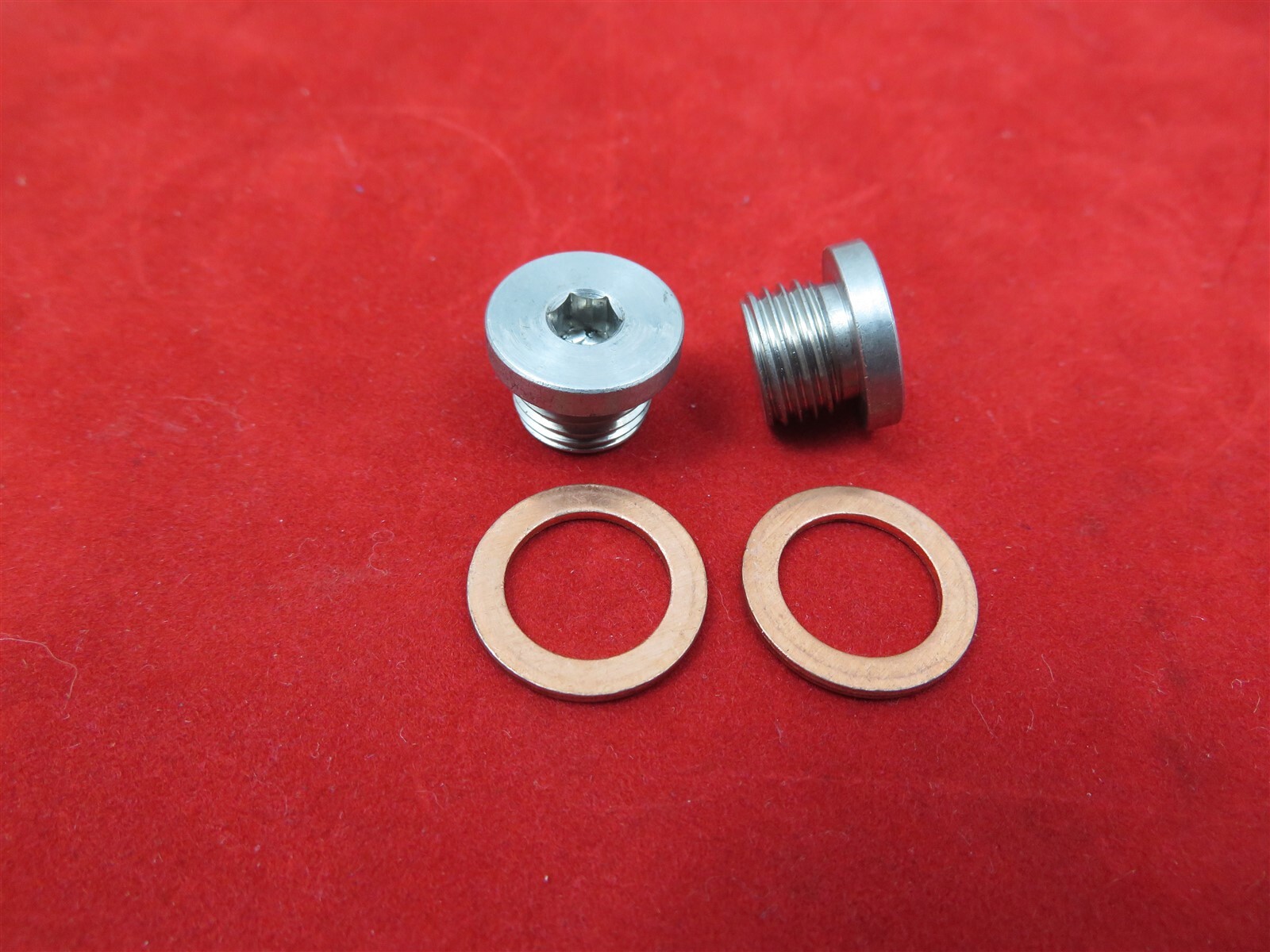 PLUG SET 12MM O2 SENSOR BUNG PORT EXHAUST HARLEY COPPER SEALING WASHERS ...
