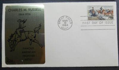 1964 C. M. Russell pioneer artist 5c Sc 1243 FDC with Sarzin metallic ...