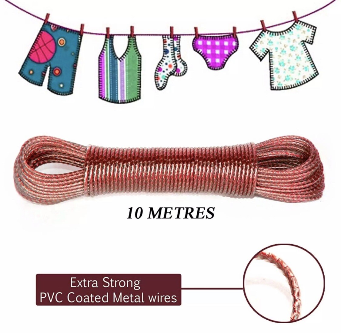 Washing Line STEEL CORE Clothes Line Pulley Laundry Dryer Clothes Rope ...