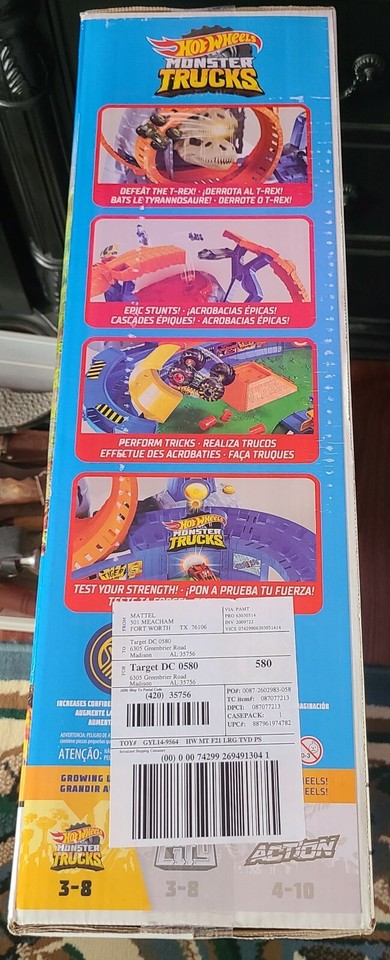 Hot Wheels Monster Truck T-Rex Volcano Arena Car Track Set NEW Monster ...