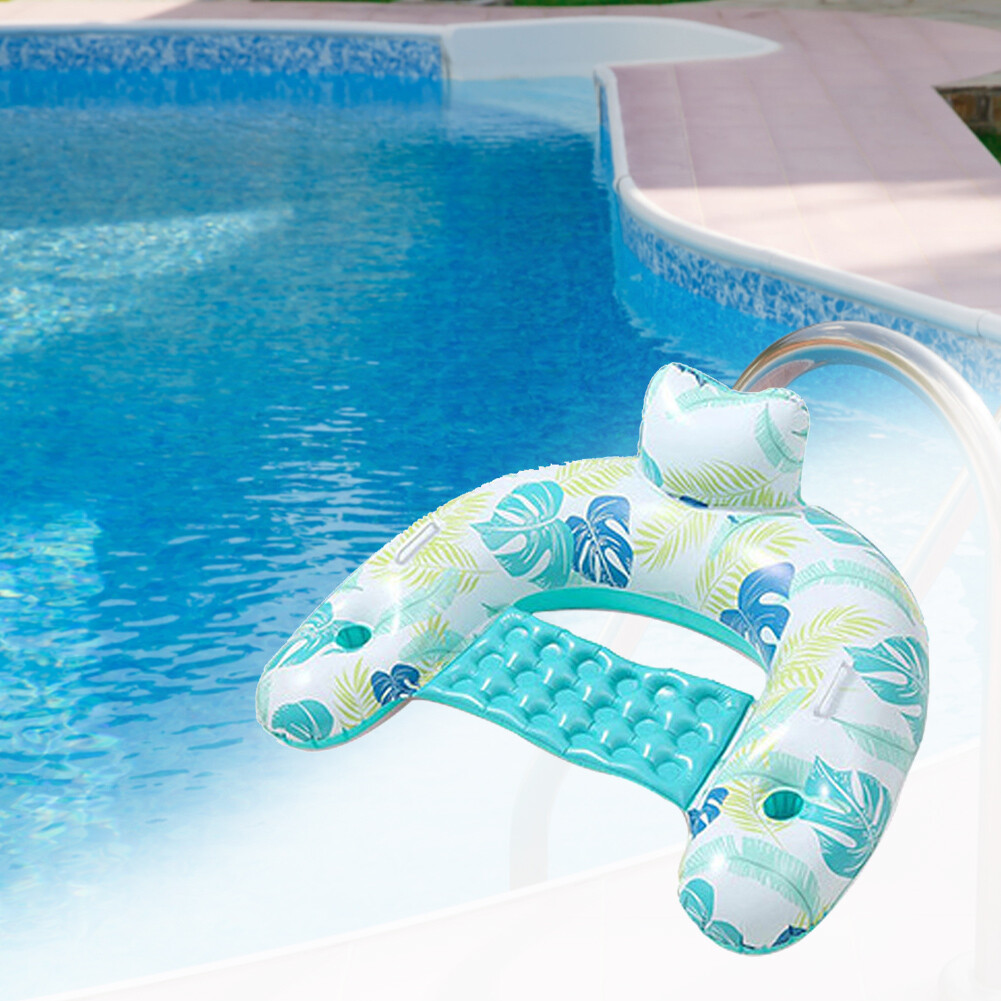 PVC Pool Floating Chair Foldable Inflatable Water Lounger Float Seat ...
