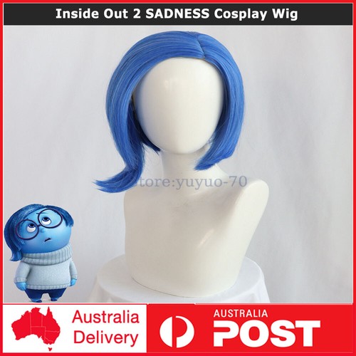 Inside Out 2 SADNESS Cosplay Wig Halloween Party Hair Heat Resistant ...