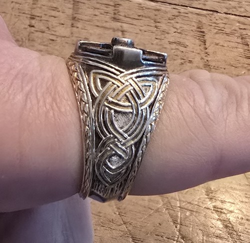 Sterling Silver Franklin Mint Celtic Cross Ring With Green Gemstone Accent | eBay