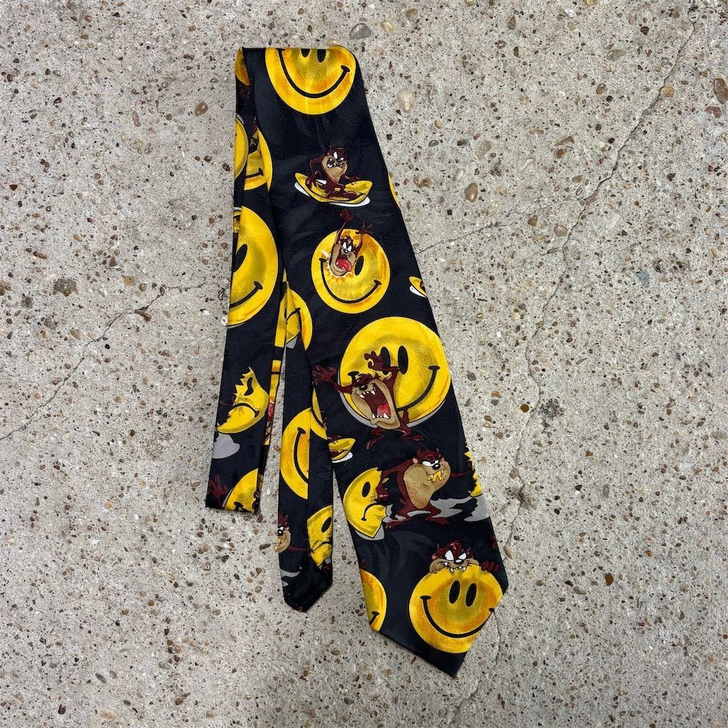 Vintage 1996 Looney Tunes Taz Smiley Face Silk Neckti… - Gem