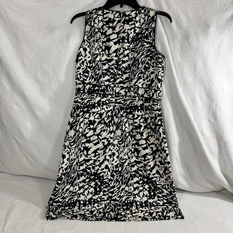 Tory Burch Black White Cotton Blend Shift Dress Signature Fabric Back ...
