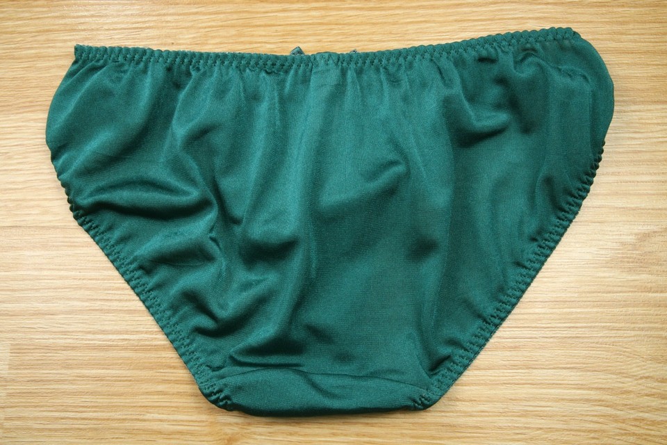 VINTAGE JAPANESE NYLON SHINY SLIPPERY PRETTY CUTE DARK GREEN PANTY ...