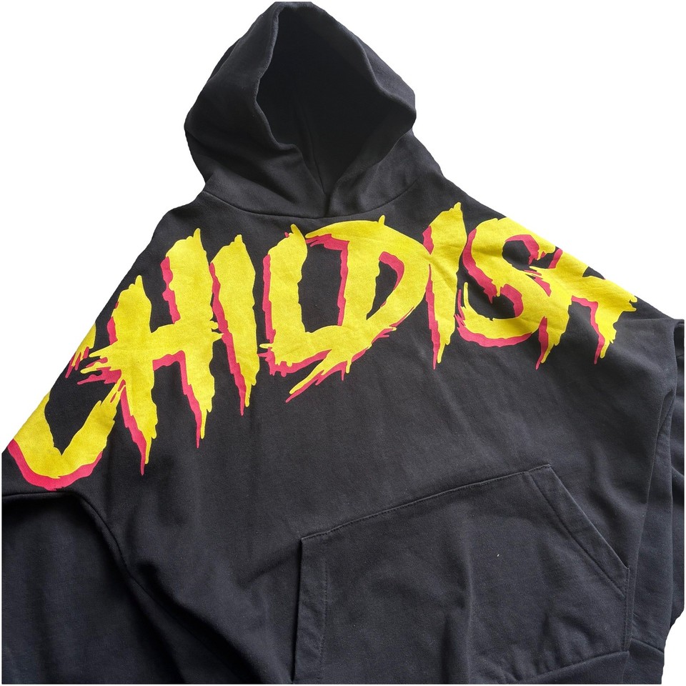 Childish Flame Medium Oversize Spellout Black Hoodie TGF Bro ...