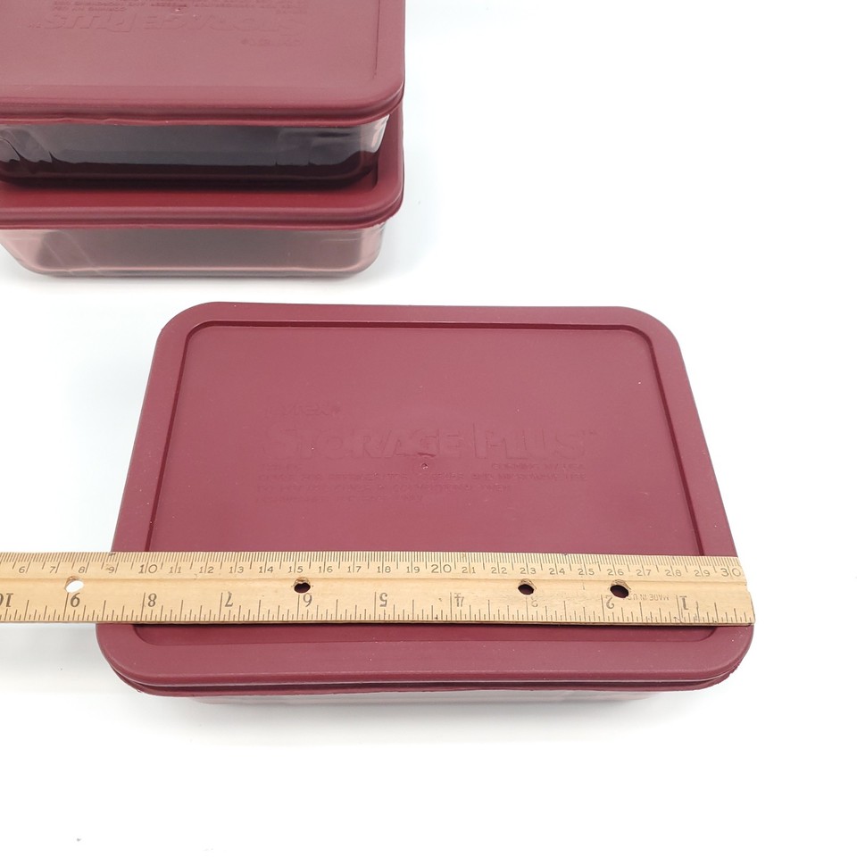 3 Vintage Pyrex Cranberry Visions Glassware 9x7x3 Containers + Lids Set ...