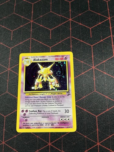 Pokémon TCG Alakazam Base Set 2 1/130 WOTC Vintage Unlimited Holo Rare ...