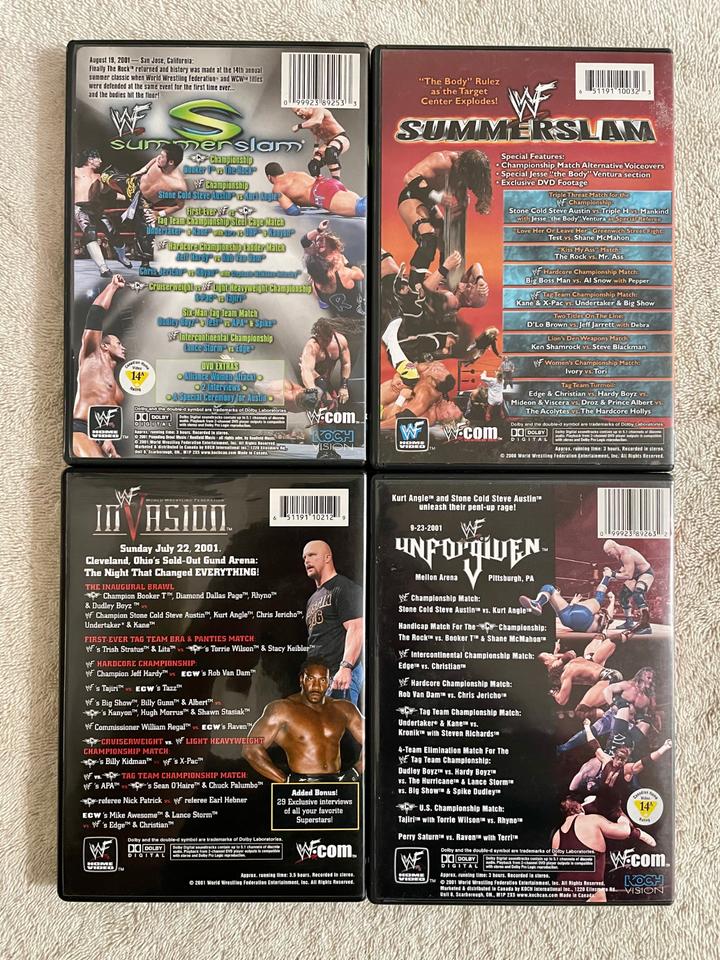 WWF PPV DVD LOT - 1998-2001, 4 PPVS - WWE, Undertaker, The Rock, Stone ...