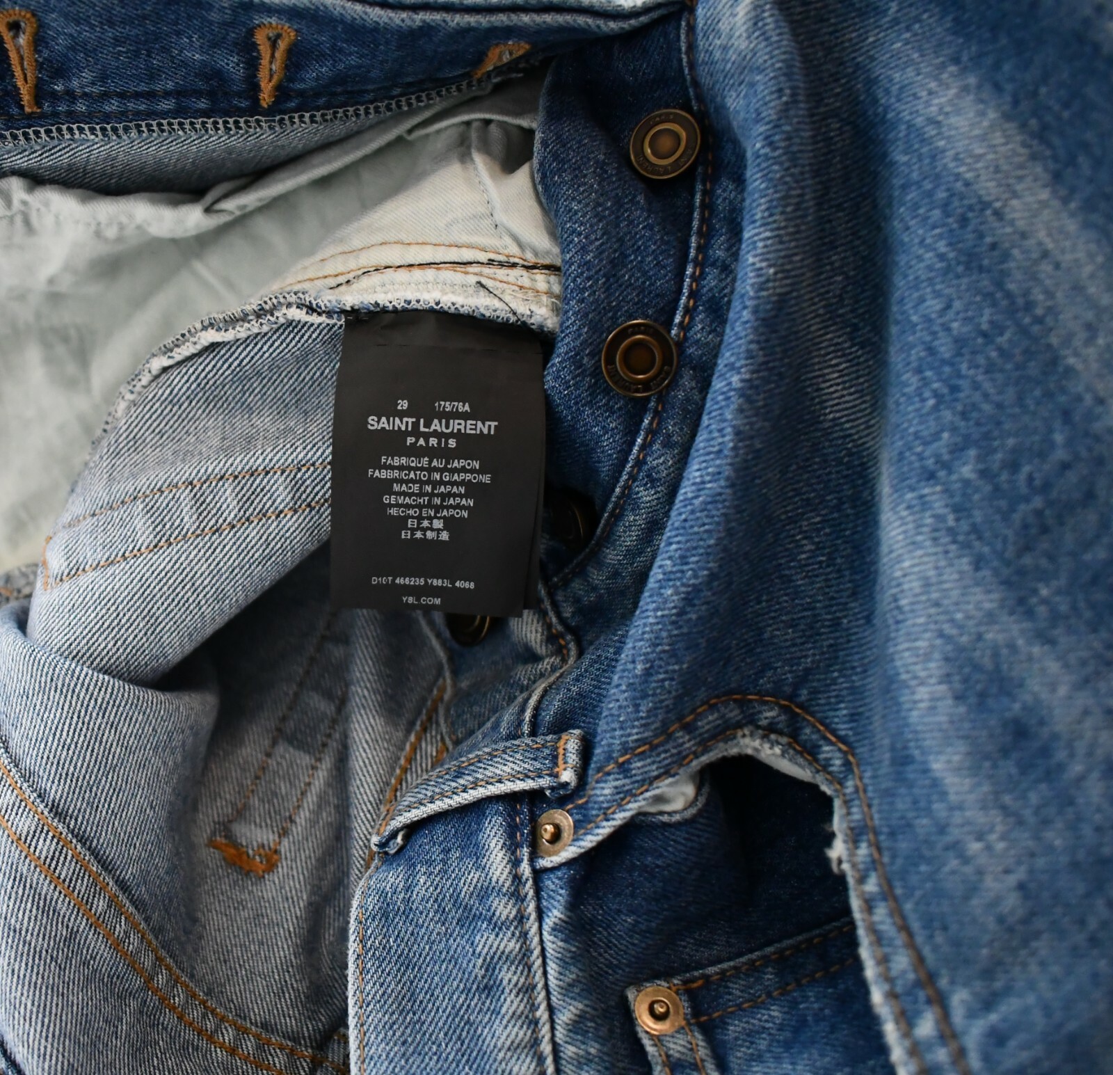 🆕️ SAINT LAURENT Paris D14 M/SL-LW Vintage Blue SLIM Fit LOW WAIST ...