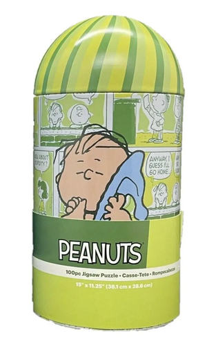 PEANUTS Jigsaw Puzzle Tin 100 Pc Puzzle Green Linus Peanuts Cartoon | eBay