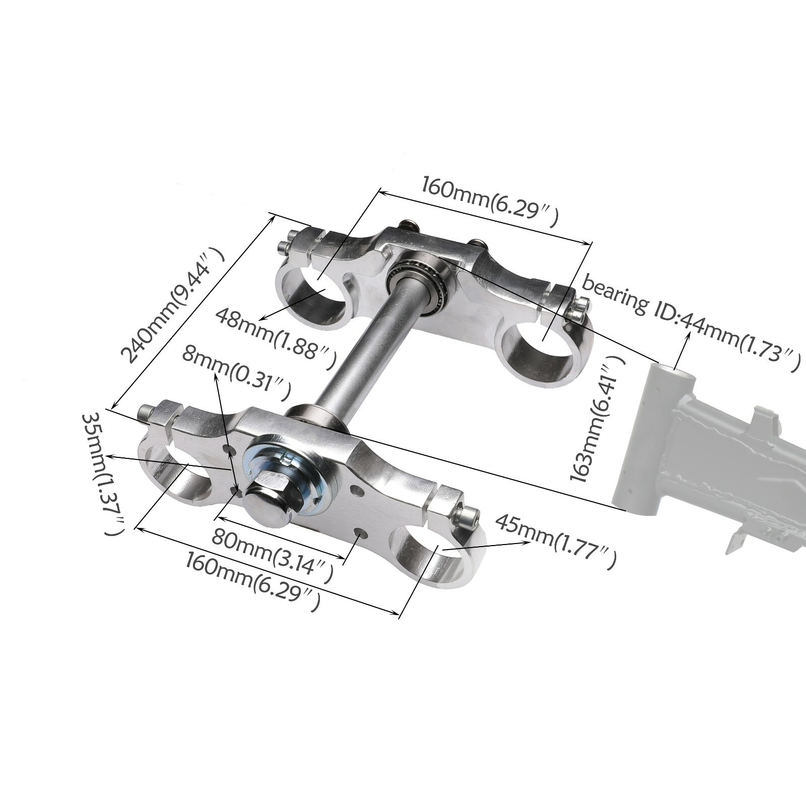 45mm 48mm Triple Tree Clamp Kit Handlebar Riser Dirt Pit Bike SSR ...