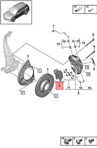 Genuine PORSCHE Cayenne 1 Set Of Brake Pads For Disk Brake 9Y0698151AN ...