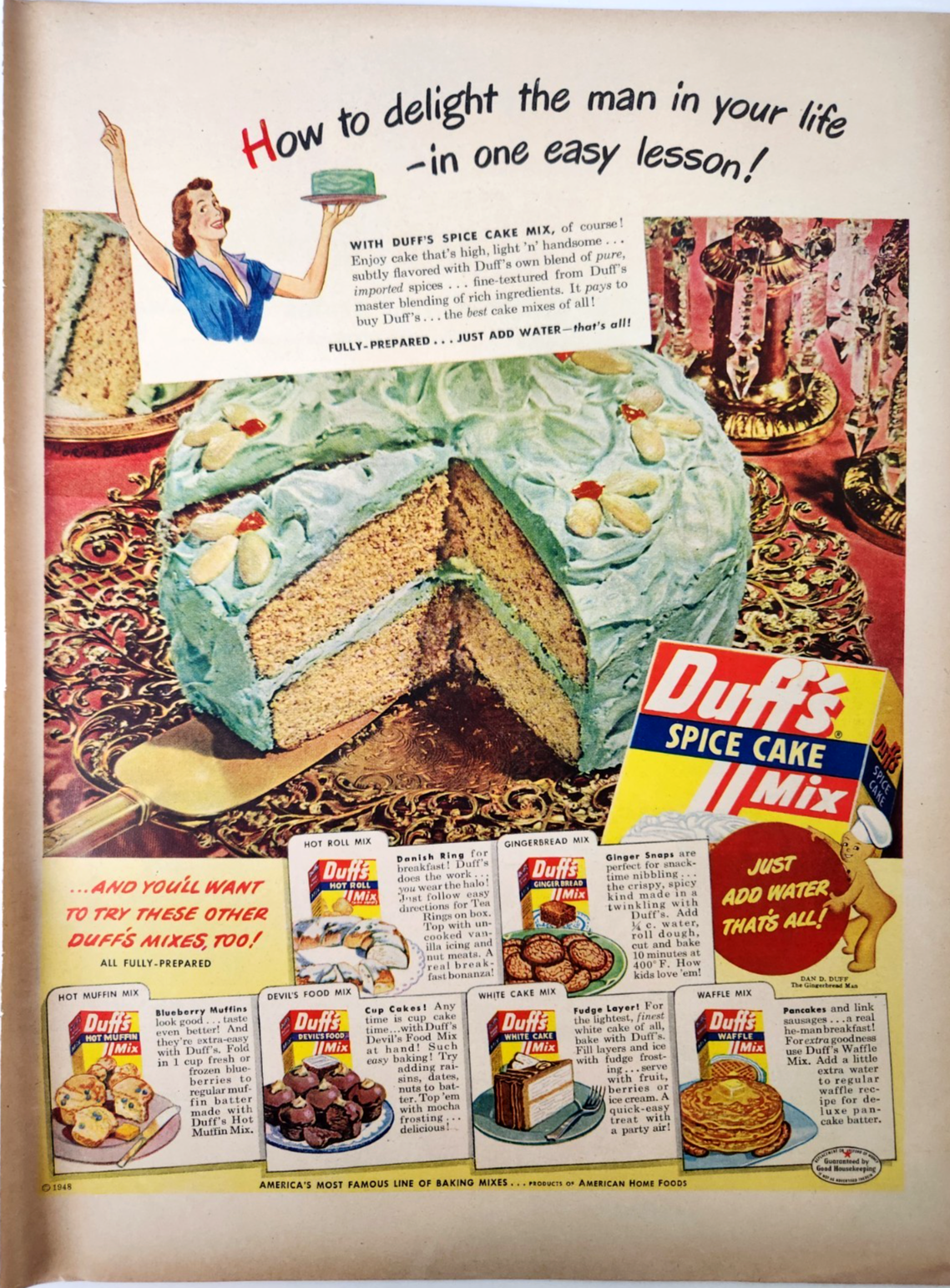 Duffs Spice Cake Mix Kitchen Decor Baking Vintage 1948 Ad Magazine ...