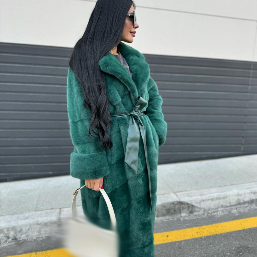 New Luxury Women Real Mink Fur Coats Fashion Suit Collar Overcoats ...