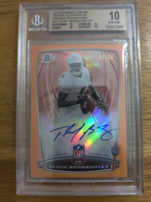 2014 Teddy Bridgewater Bowman Chrome rookie autographs Orange bgs 10 / ...