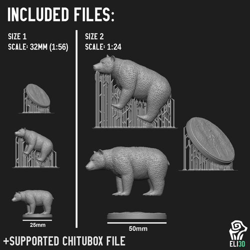 Bear 1:24 Miniature | Eli3D | Scale Animal Model | eBay