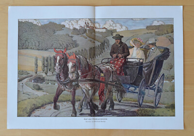 Auf der Hochzeitsreise Walter Georgi - Alter Farbdruck 1910 Bild Druck ...