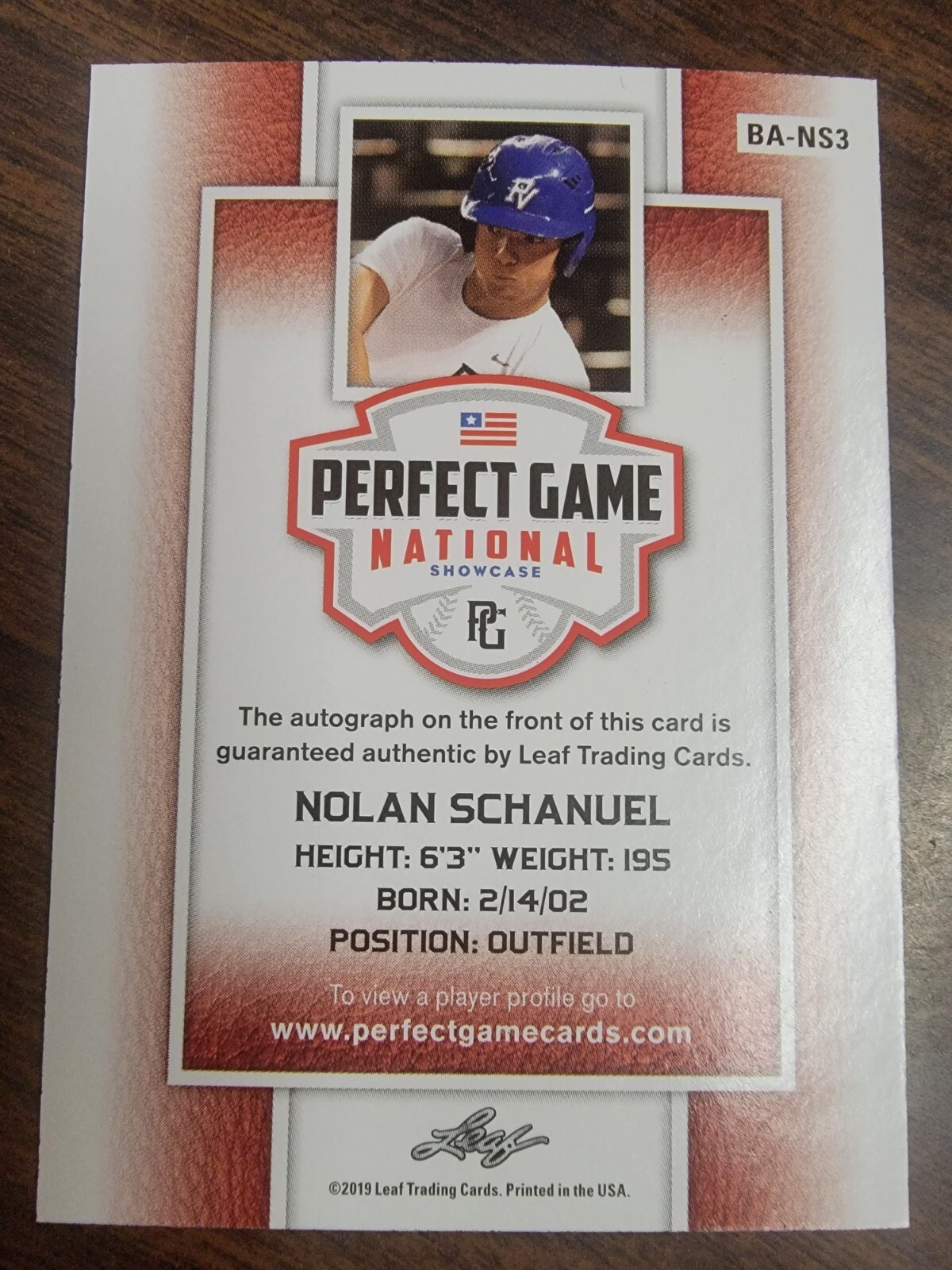 NOLAN SCHANUEL 2019 LEAF PERFECT GAME NIKE All American ROOKIE ...