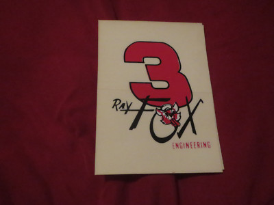RAY FOX ENGINEERING #3 RED AND BLACK FOX LOGO VINTAGE RACING AUTOMOTIVE ...