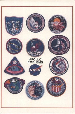 Space Rockets Apollo Emblems Baum Printing Inc. Postcard Original ...