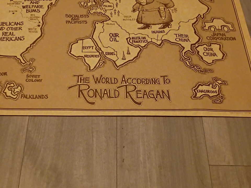 Vintage 1982 “The World According to Ronald Reagan” Map Poster David ...