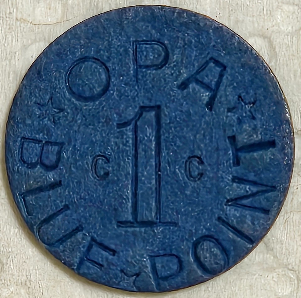 OPA BLUE "CC" 1 Point OFF-CENTER Ration Token / Coin, WW2, Circulated ...