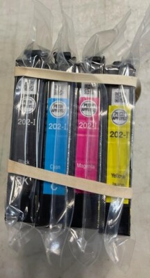 SET of 4 Genuine SEALED BAG NO BOX Epson 202-i INITIAL Inkjet ...