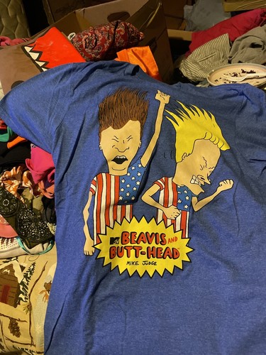 Vintage Beavis & Butt-Head Americans Graphic T-Shirt/ Tee (Blue, Small ...