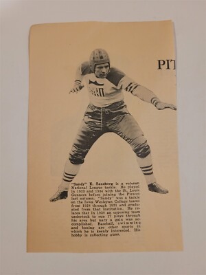 Sandy Sandberg Pittsburgh Pirates 1936 Football Player Panel | eBay