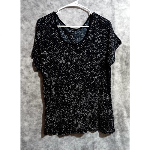 Midnight brand spotted knit top Wmn's Sz L - black w/ white irregular ...